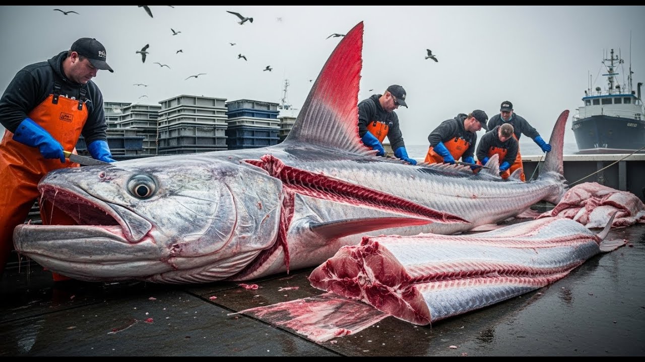 An ancient colossal oarfish nearly capsizes our deep-sea trawler - YouTube