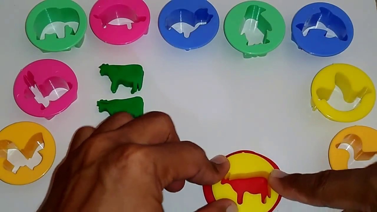 ToyBus Learn Animals Play Doh - Animal Molds Duck and Cow - YouTube