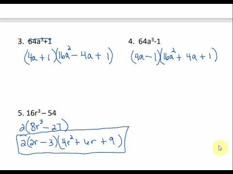 Math 099 A.1 - Factoring the Sum and Difference of Perfect Cubes - YouTube