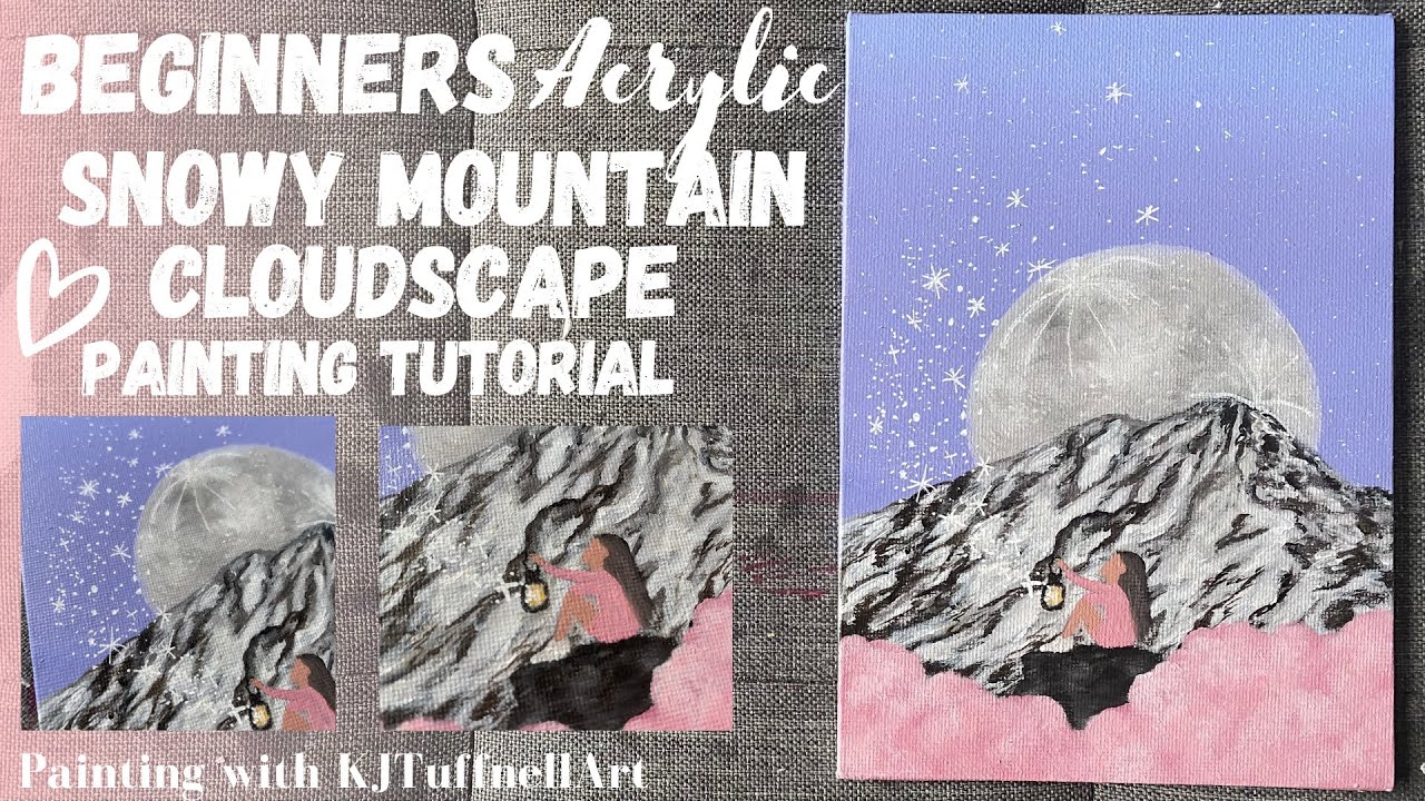 Beginners Snowy Mountain Cloudscape Painting Tutorial | KJTuffnellArt - YouTube