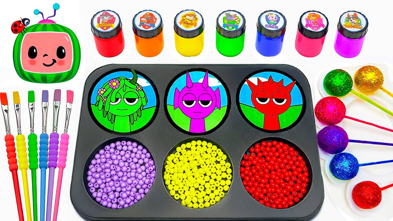 Satisfying Rainbow Sprunki Slimes & Glitter Candy Cutting | DIY ASMR ...