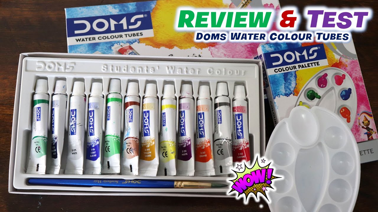 DOMS Water Colour Tubes Review & Test Hindi | 12 Shades | Paper Colours ...