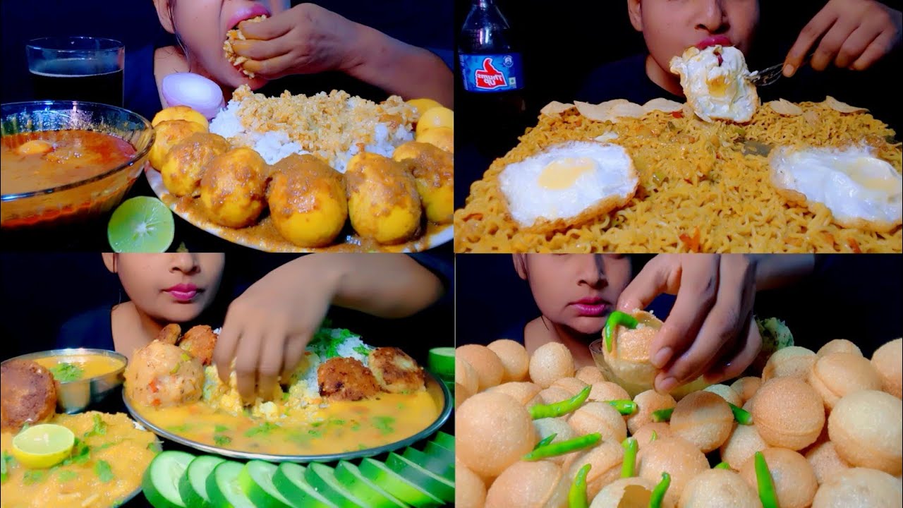 Eating Spicy Pani Puri,Masala Maggie, Egg Curry, Daal,Rice,Alu Chokha ...