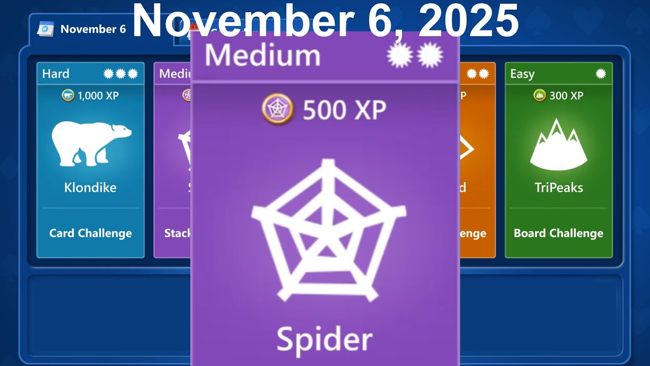 Microsoft Solitaire Collection - Spider Medium/ Mittel - November 6 ...