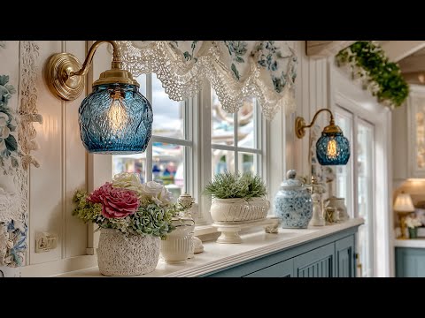 Romantic Cottage Kitchen Tour 2026 | Elegant Affordable Blue Small Spaces Vintage Shabby Chic