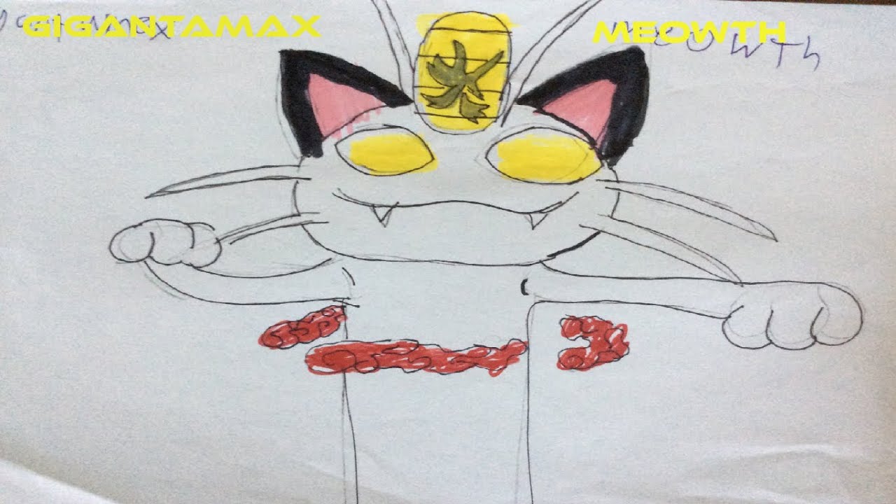 drawing with k,f,a presents how to draw meowth (gigantamax) - YouTube