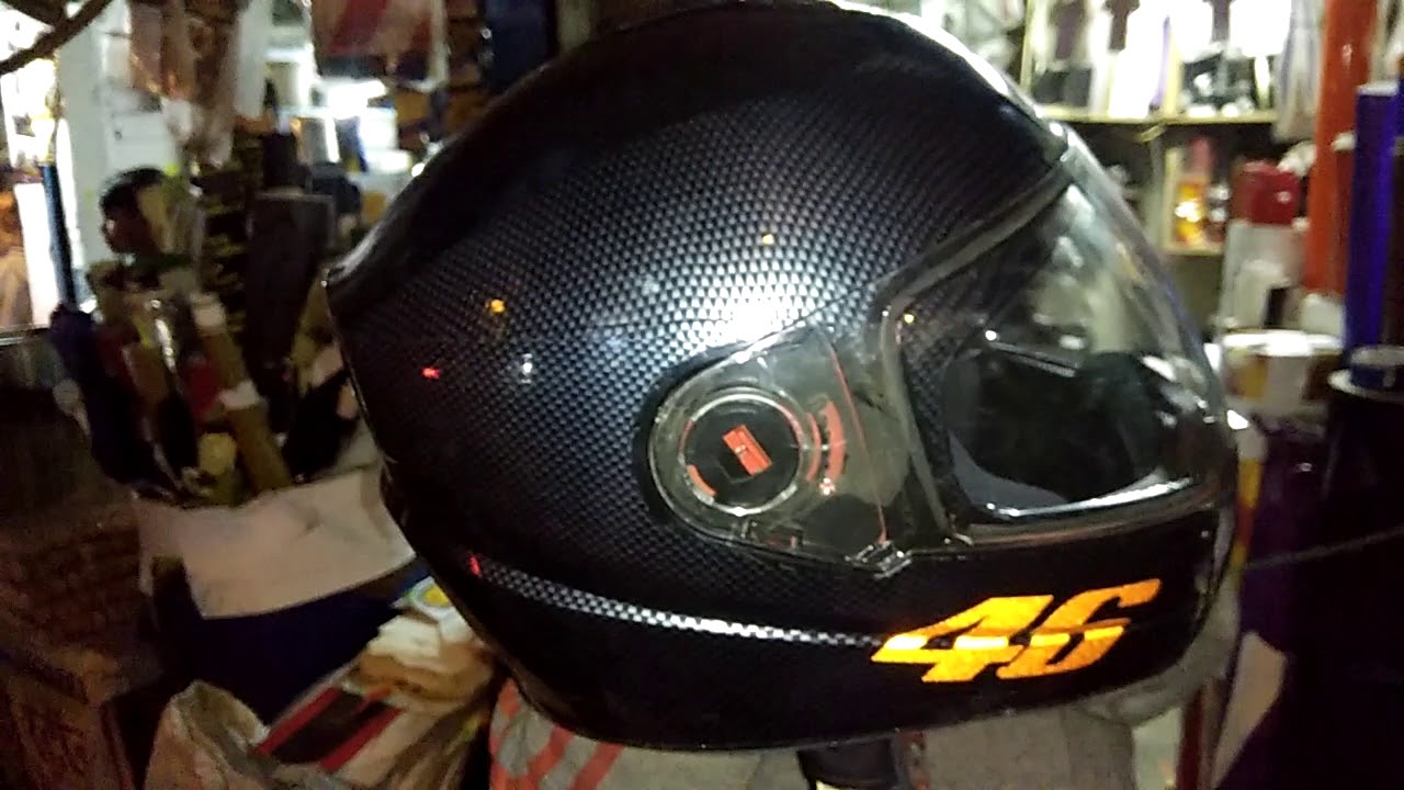 Helmet full carbon fibre and orange redim sticker - YouTube