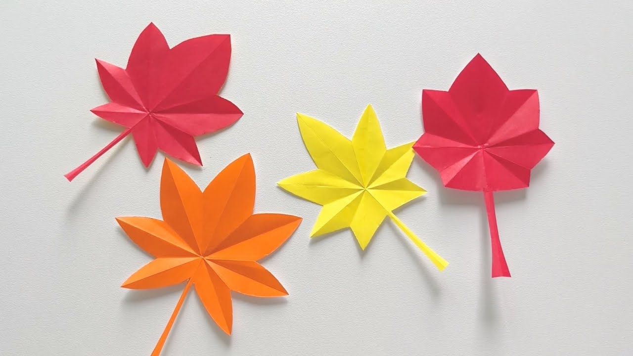 색종이 1장으로 단풍잎 오리기 🍁 ___ Paper Maple Leaf Cutting 🍁 - YouTube