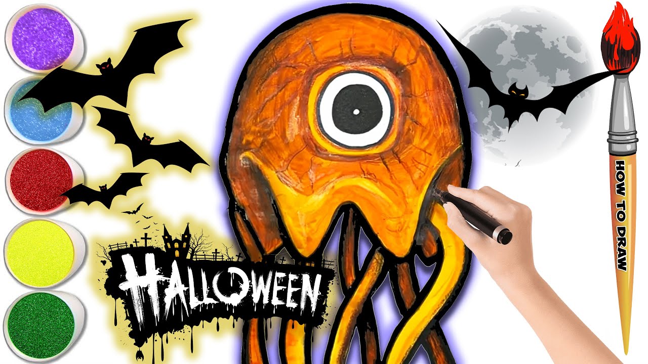 How To Draw a MONSTER for HALLOWEEN 🦑🕸 Drawing Stinger Flynn | Easy ...