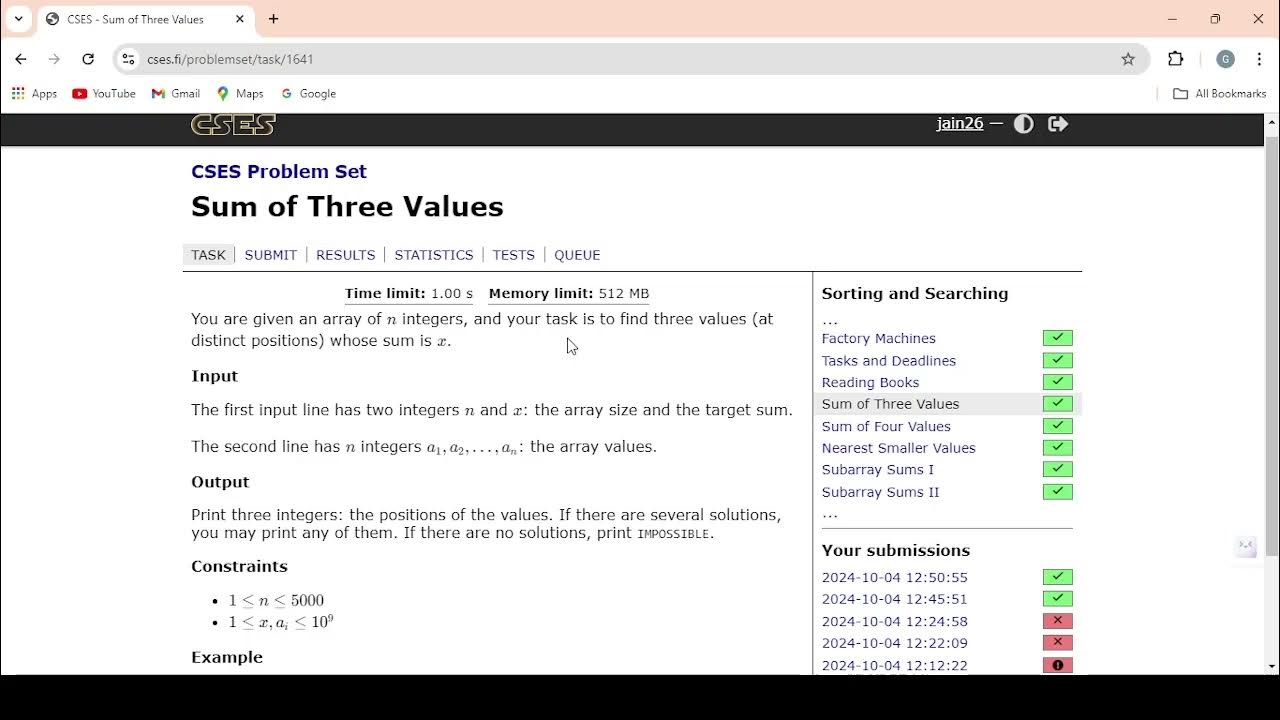 Sum of Three Values CSES Problem Set | DSA - YouTube
