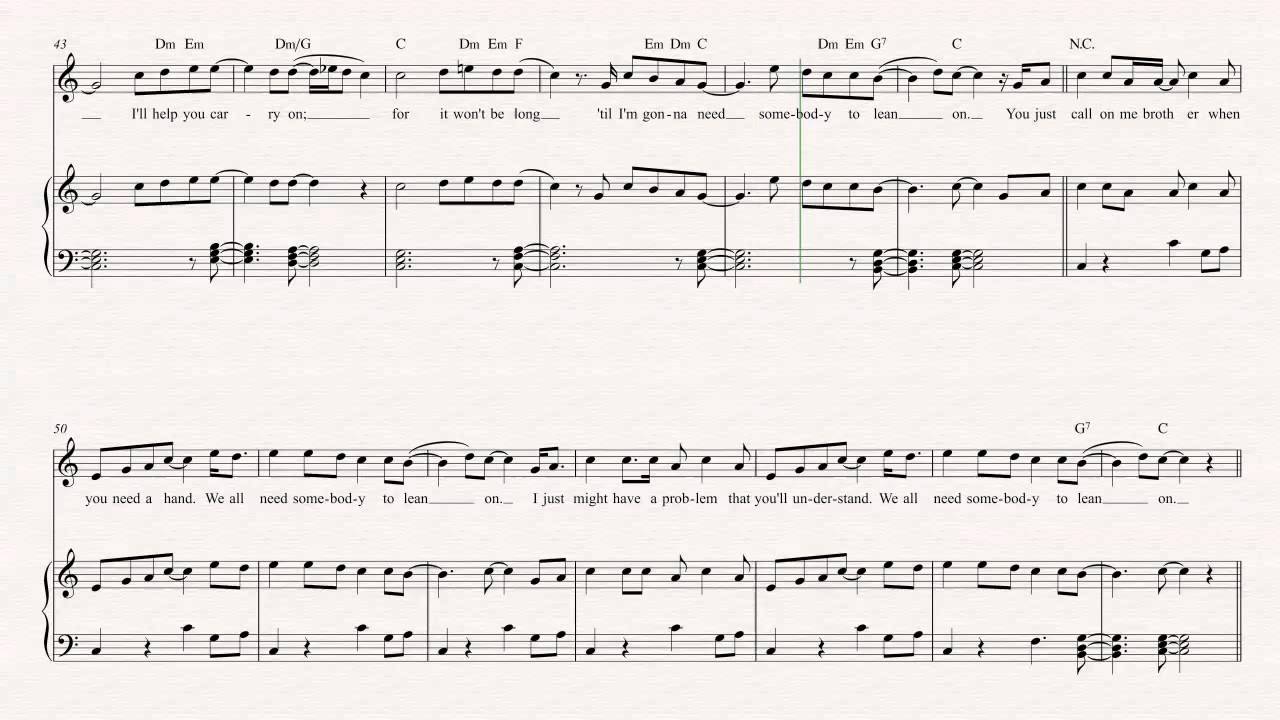 Flute - Lean on Me - Bill Withers Sheet Music, Chords, & Vocals Acordes ...