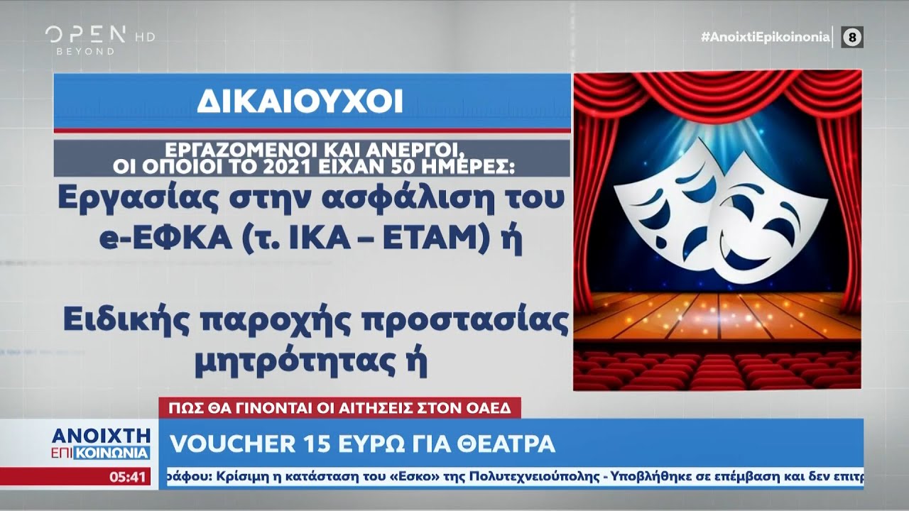 Voucher 15 ευρώ για θέατρα - Πώς θα γίνονται οι αιτήσεις | Ανοιχτή ...