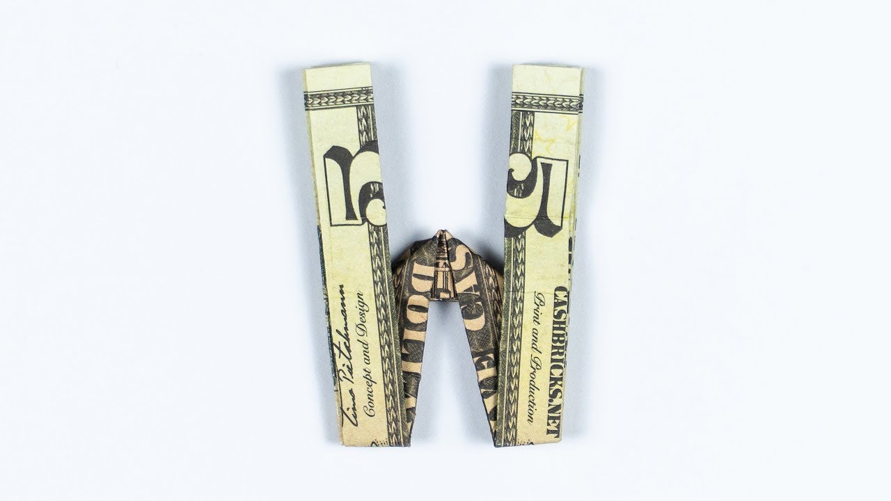 Money Origami Alphabet Letter W 🤩 COMPLETE Dollar Alphabet - YouTube