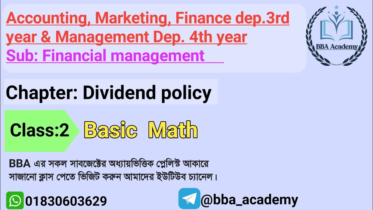 Financial management 3rd 4th year Dividend policy C-2 | EPS DPS DPR ...