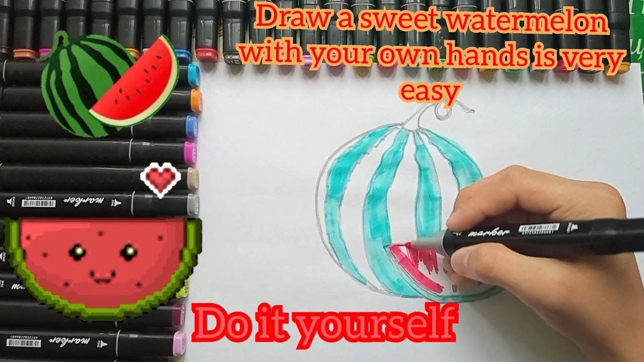 Draw a sweet watermelon with your own hands is very easy - Origami 3D ...