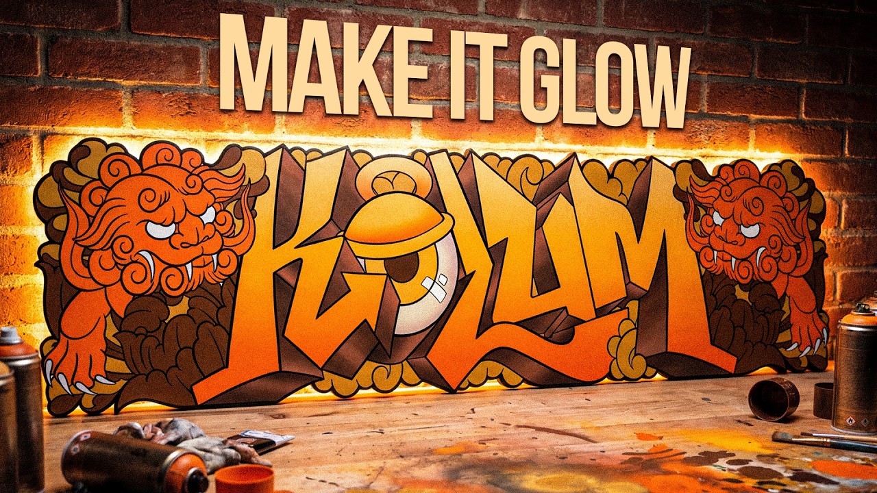 Budget-Friendly Graffiti Sign DIY on Wood with LEDs - YouTube