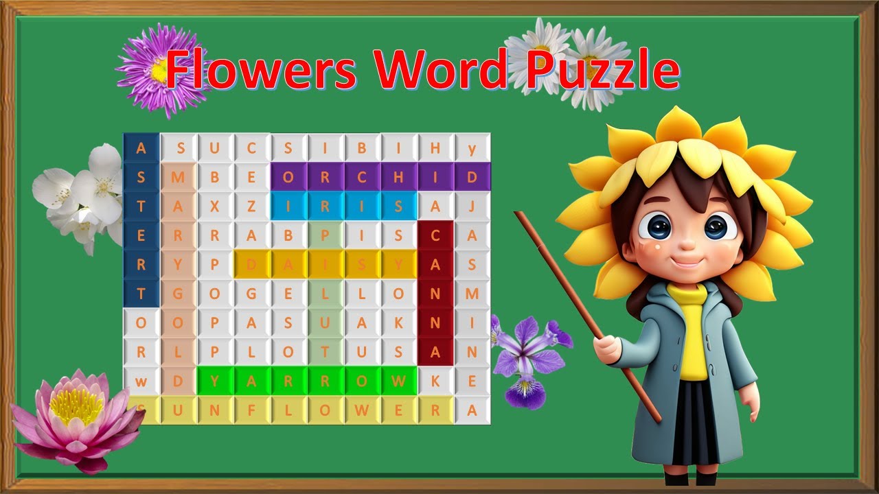 Word Puzzle Flowers | Fun with Flowers puzzle | Flowers puzzle game ...