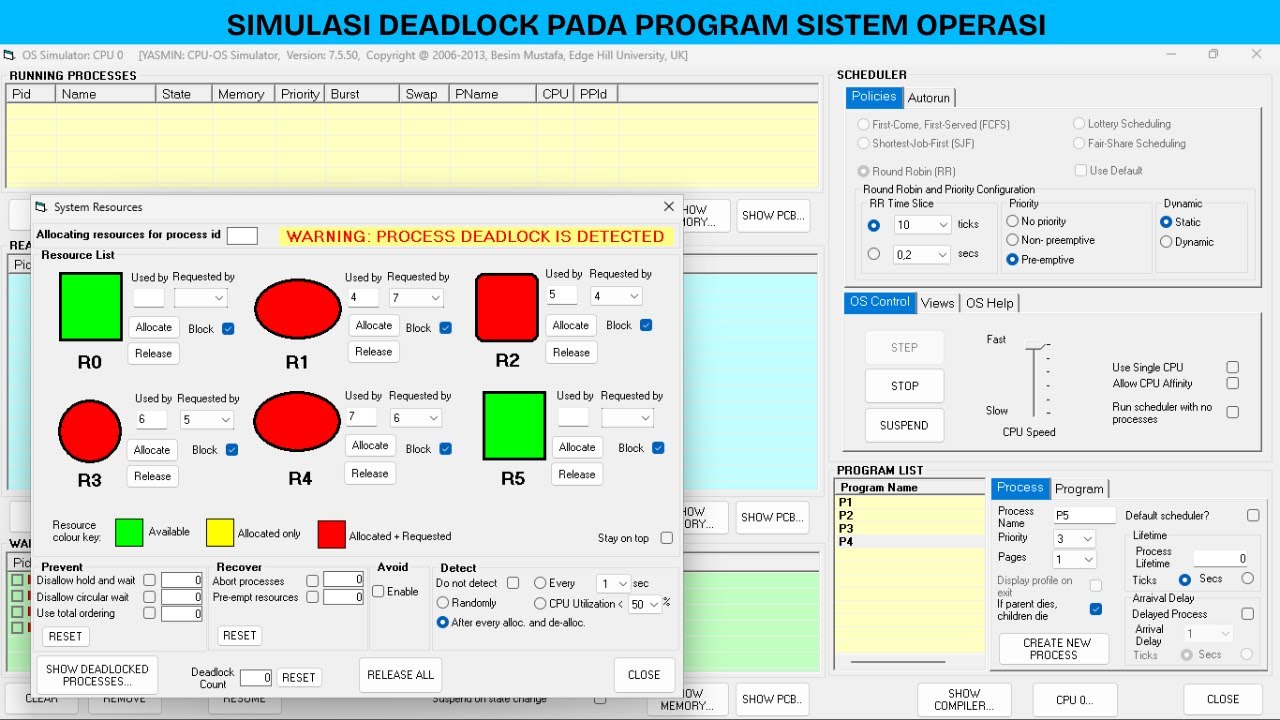 SIMULASI DEADLOCK PADA SISTEM OPERASI MENGGUNAKAN OS SIMULATOR ...