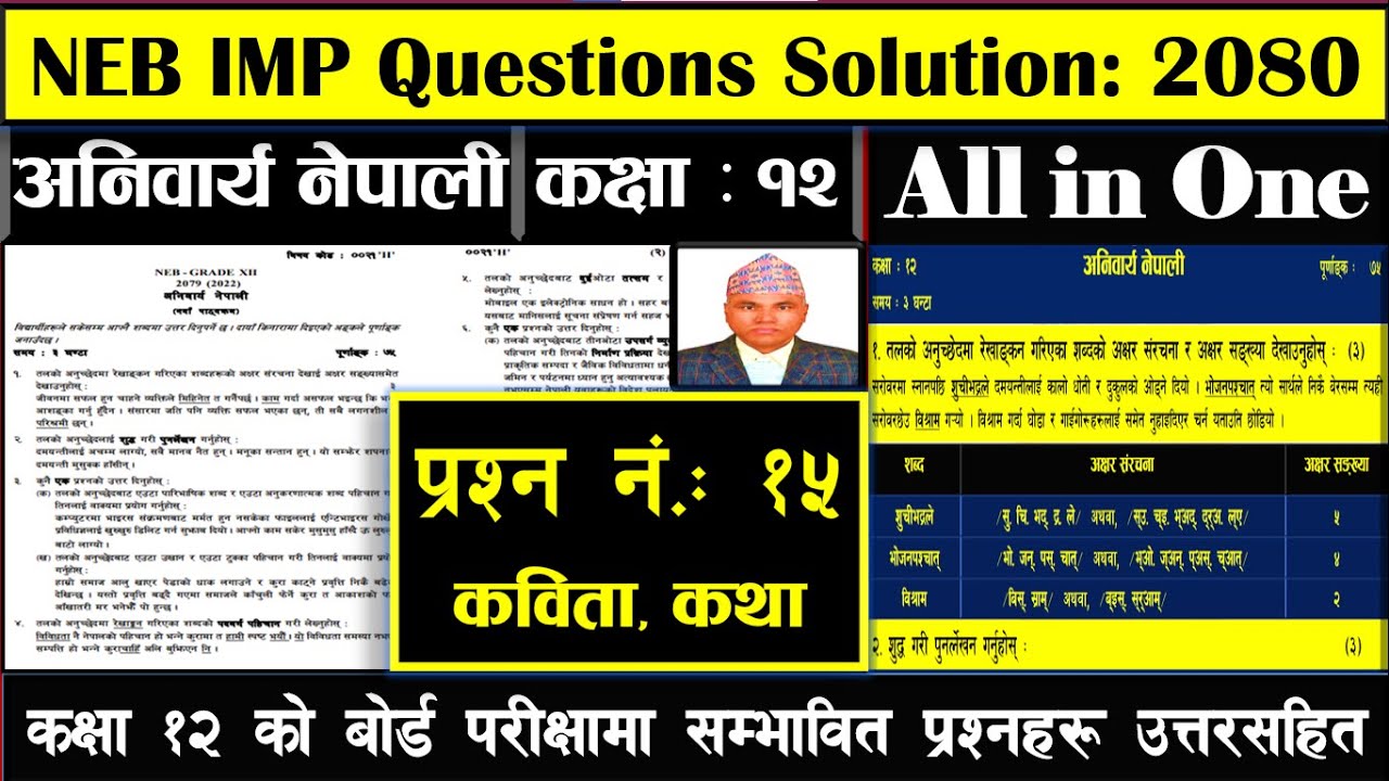 NEB- 2080, Nepali Question Paper, Question No.- 15, IMP Question Ans ...