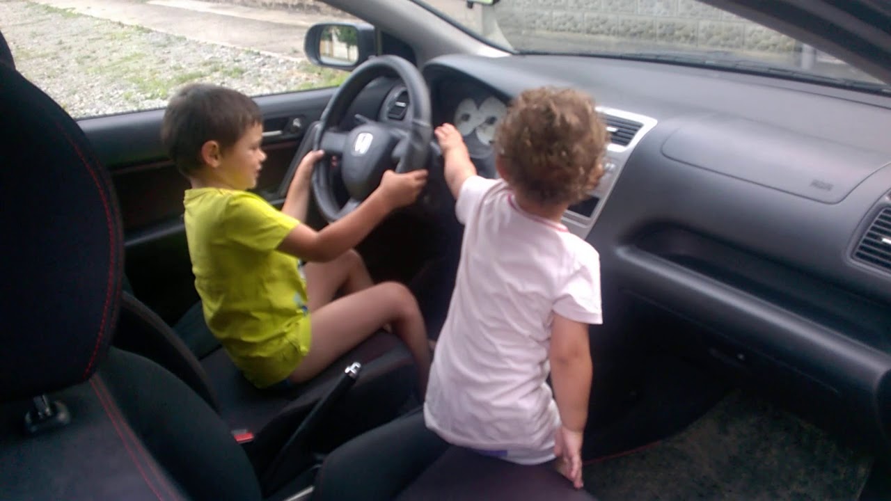 Kids pretend to drive a car (funny) - YouTube