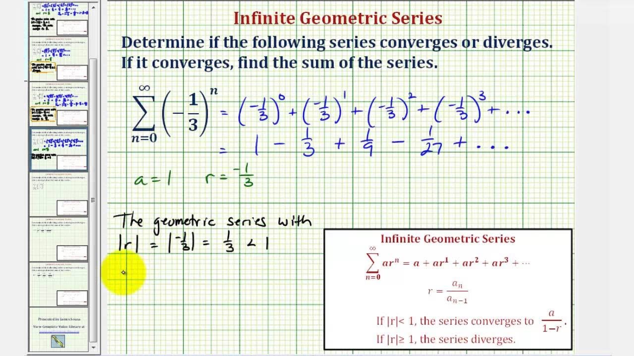 Ej: Determine si una serie geométrica infinita alterna converge o ...