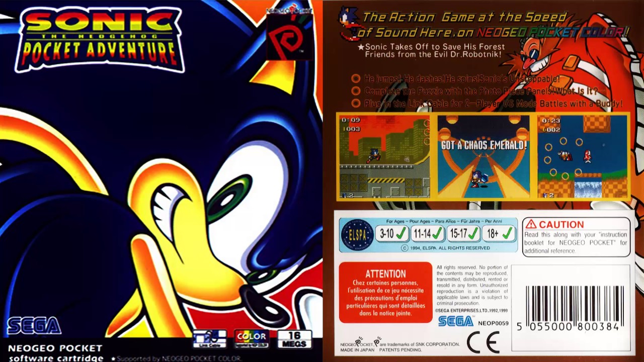 Sonic Pocket Adventure Continue Screen (SNK Neo Geo Pocket Color) - YouTube