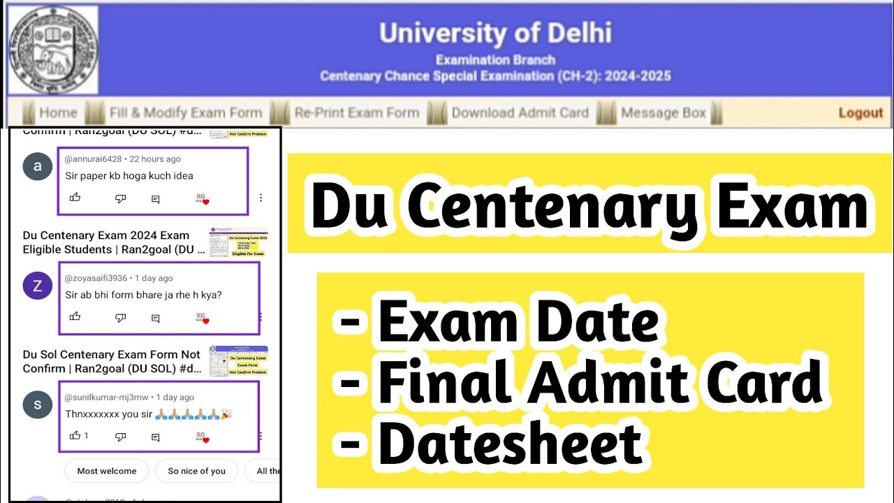 Du Centenary Exam 2024 Datesheet | Ran2goal (DU SOL) #du #ran2goal # ...