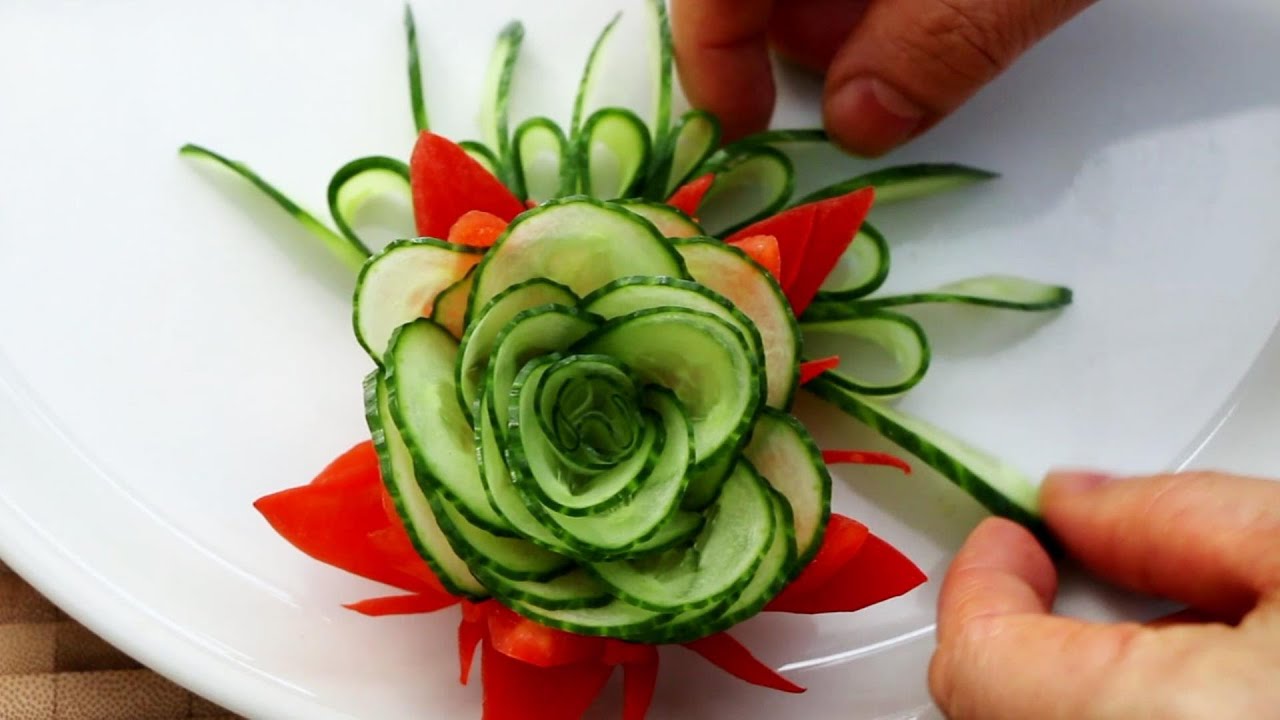 Simple Lovely Cucumber Rose & Capsicum Design - Fruit & Vegetable ...