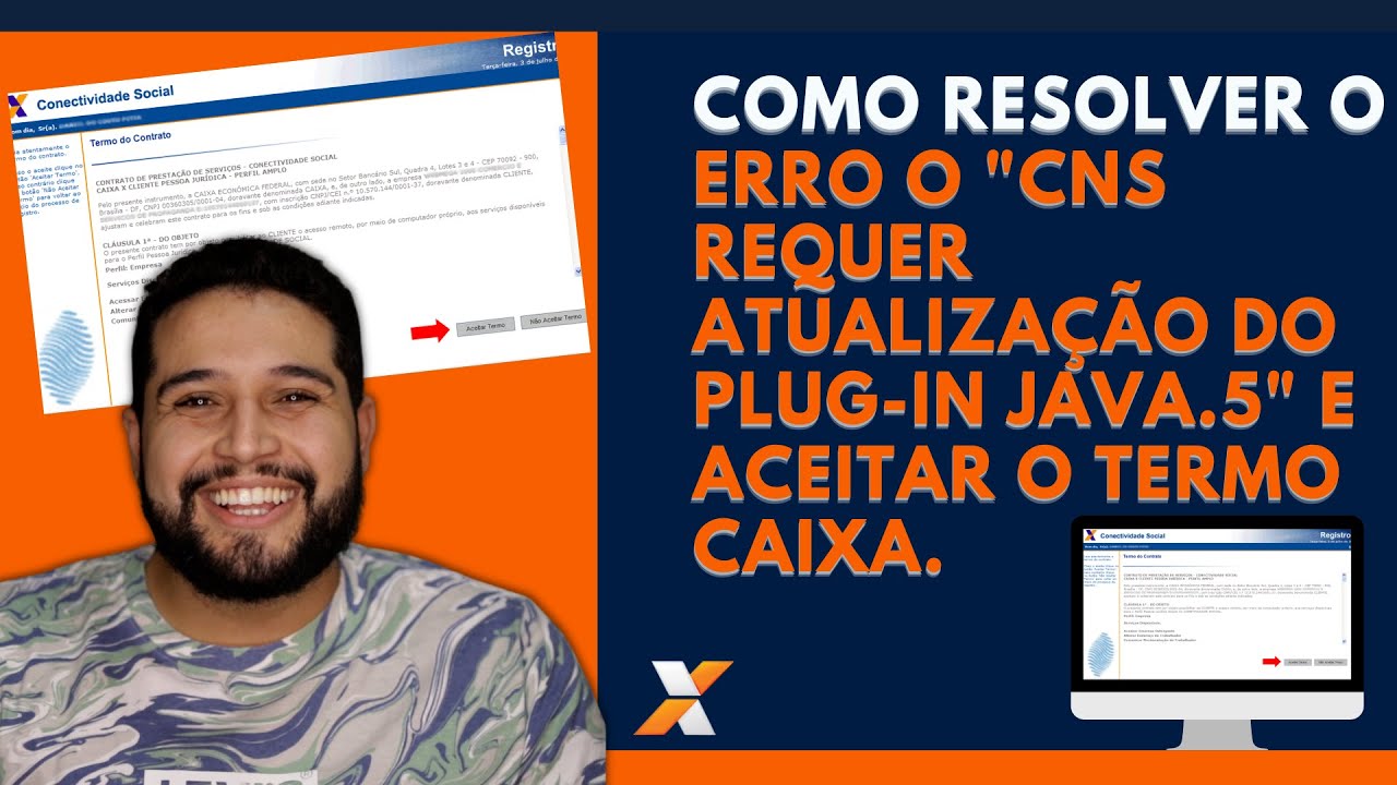 Erro o CNS requer atualização do plug-in Java 5//Aceitar o termo caixa ...