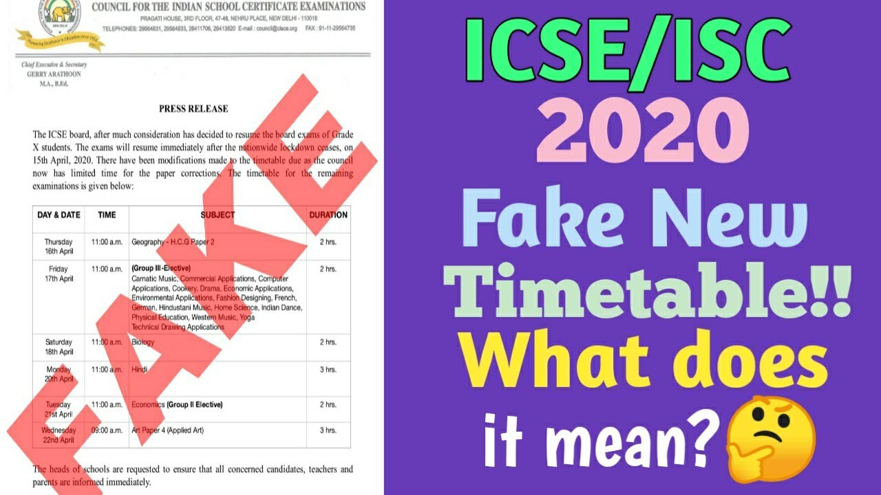 ICSE/ISC 2020 Fake new timetable ll what does it mean? ll Master Mind ...