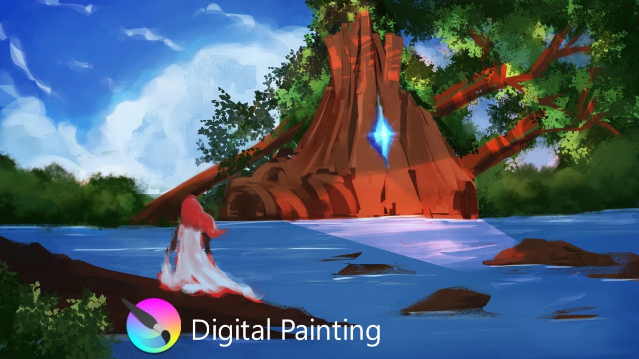 The Blue Stone - Digital Painting Tutorial in Krita - YouTube