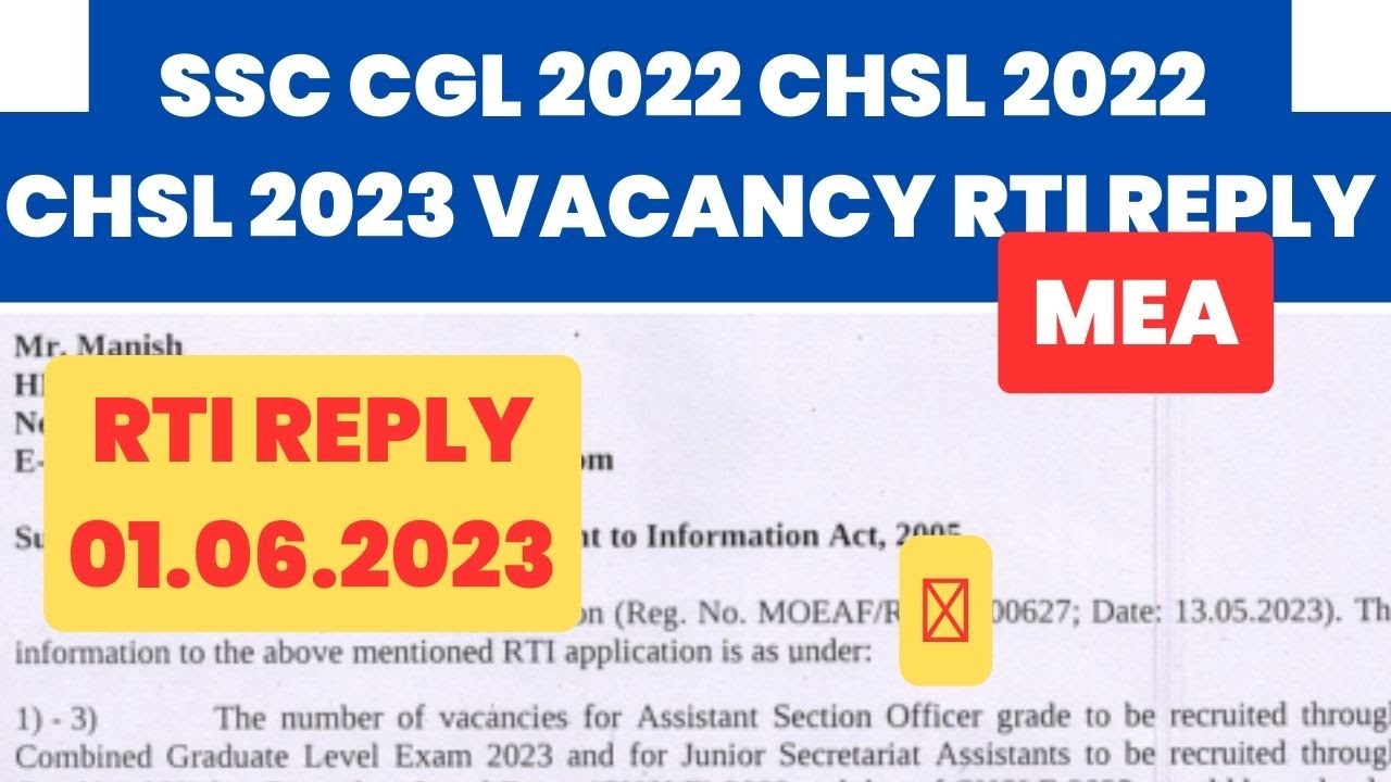 #104 MEA Rti Reply | Cgl 2023 | Chsl 2023 | chsl 2022 | ssc cgl 2023 ...