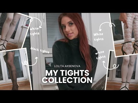 Trying on my collection of Tights - Eight different pairs of Pantyhose