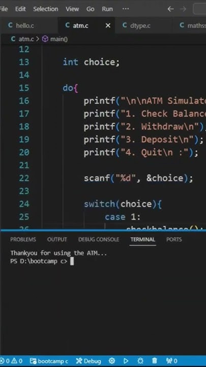 ATM Project Function in C #programming #cprogramming #cybersecurity - YouTube