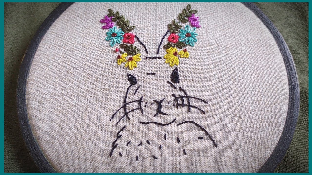 Floral Rabbit Embroidery pattern 🐰🌺🌿 || Embroidery for Begginers || Let ...