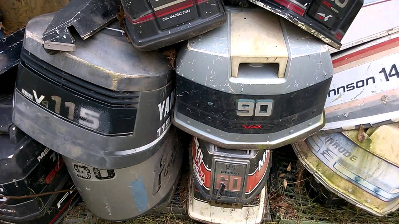 Lot of Outboard Engine Cowlings - YouTube