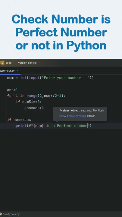 Check given Number is Perfect Number or not in Python #shorts #short #shortvideo #youtubeshorts ...