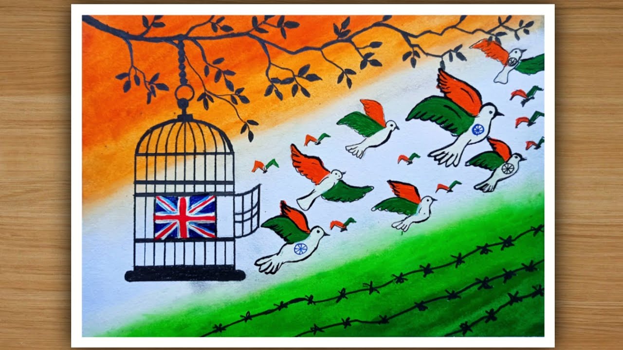 Easy independence day drawing with oil pastel for kids|Simple and easy ...