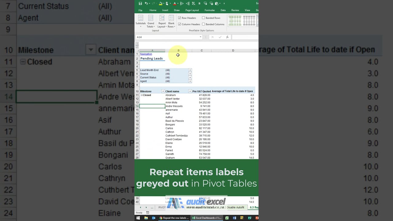 Repeat Item Labels Greyed Out In Excel Pivot Tables youtubemadeforyou Repeat Item Labels Greyed Out In Excel Pivot Tables youtubemadeforyou