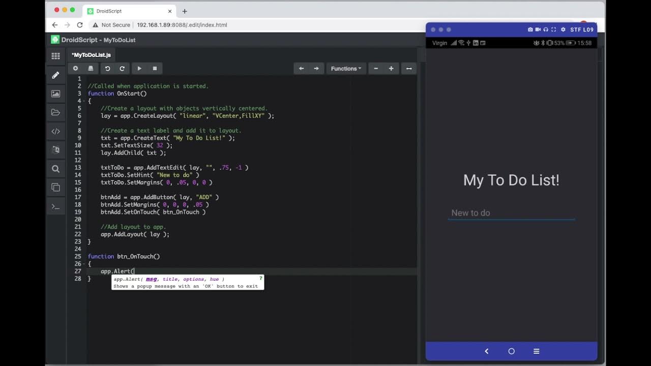 DroidScript Tutorials - To Do Demo - YouTube