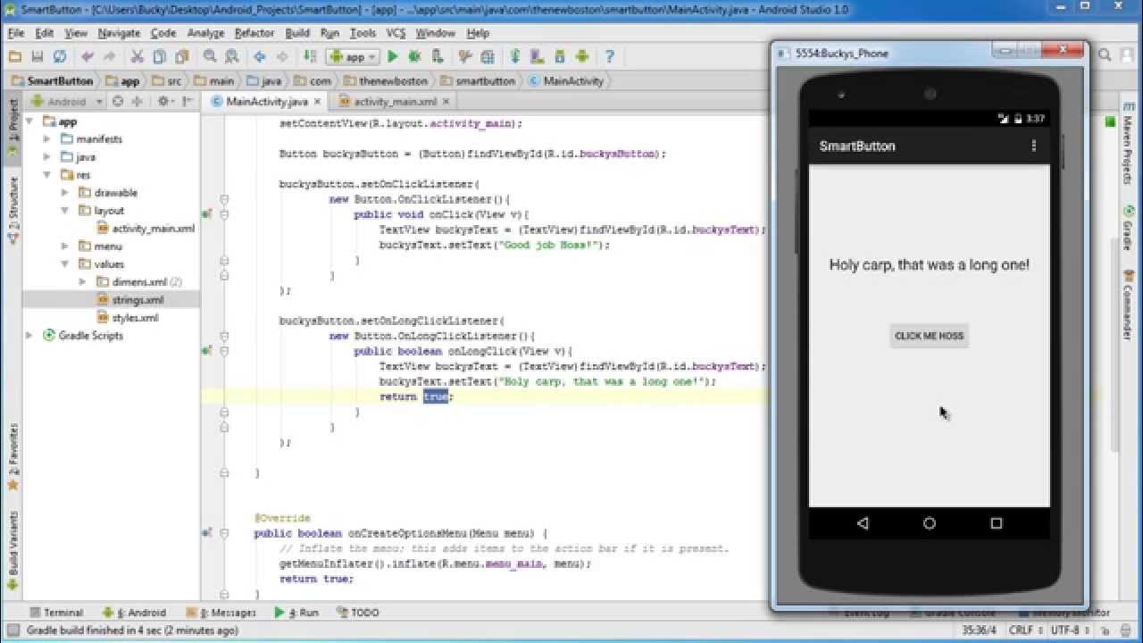 Android App Development for Beginners - 20 - Multiple Event Listeners ...