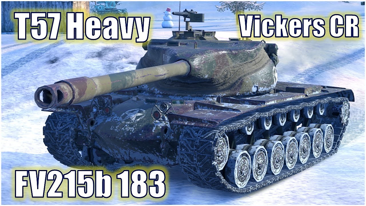 T57 Heavy , FV215b 183 & Vickers CR WoT Blitz - YouTube