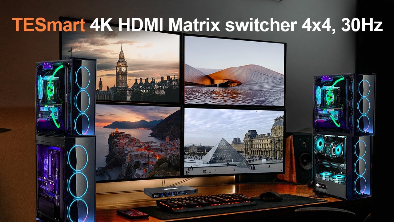 TESmart 4x4 Quad Multi-Viewer HDMI Matrix Latest Updated 4k 30Hz 4 in 4 ...