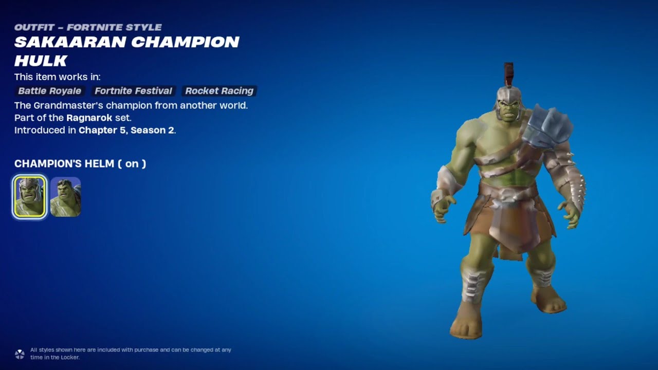 Fortnite Sakaaran Champion Hulk Skin Available In Item Shop Hurry Up 😃 ...
