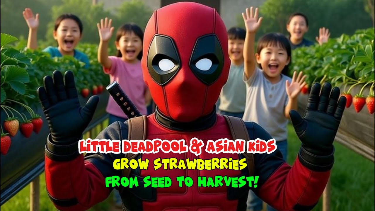 Little Deadpool & Asian Kids Grow Strawberries from Seed to Harvest ...