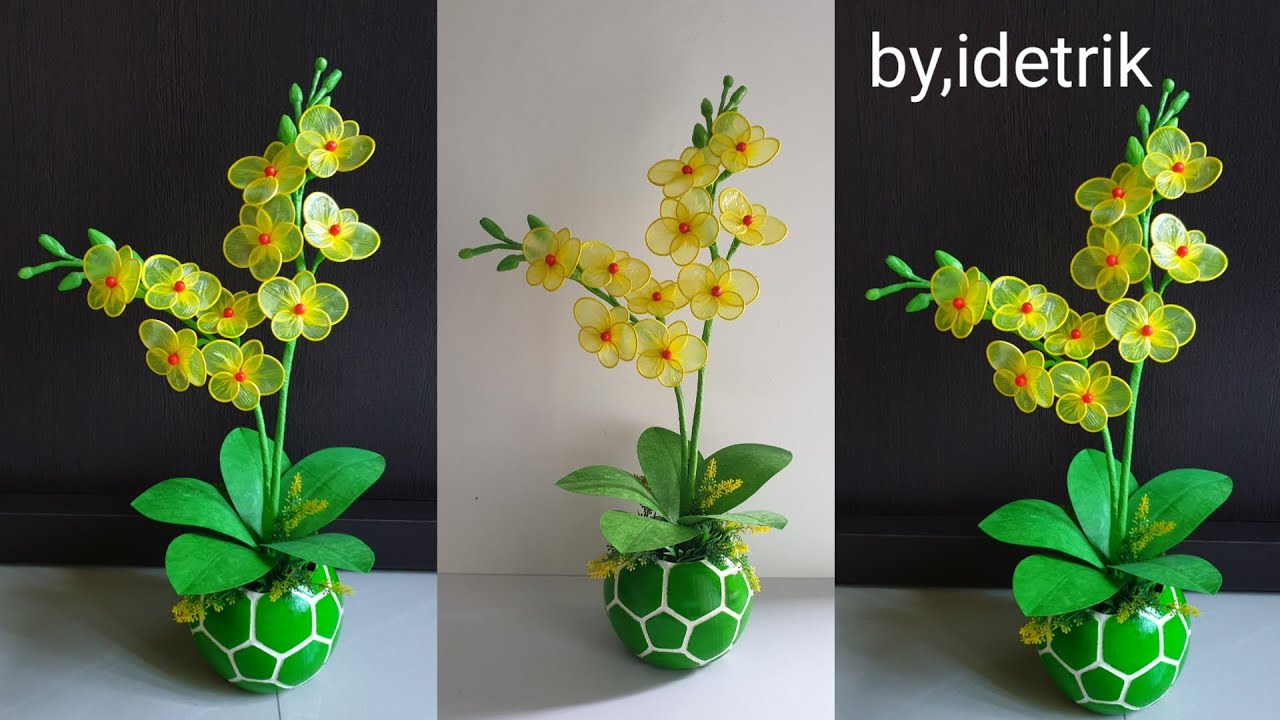 Cara Membuat Bunga Anggrek Plastik Kresek || Beautiful Orchid Flowers ...