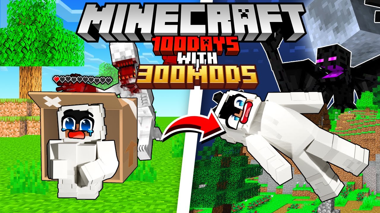 Minecraft, But I Survived 100 Days with 300 Mods... (Ep 1) - YouTube