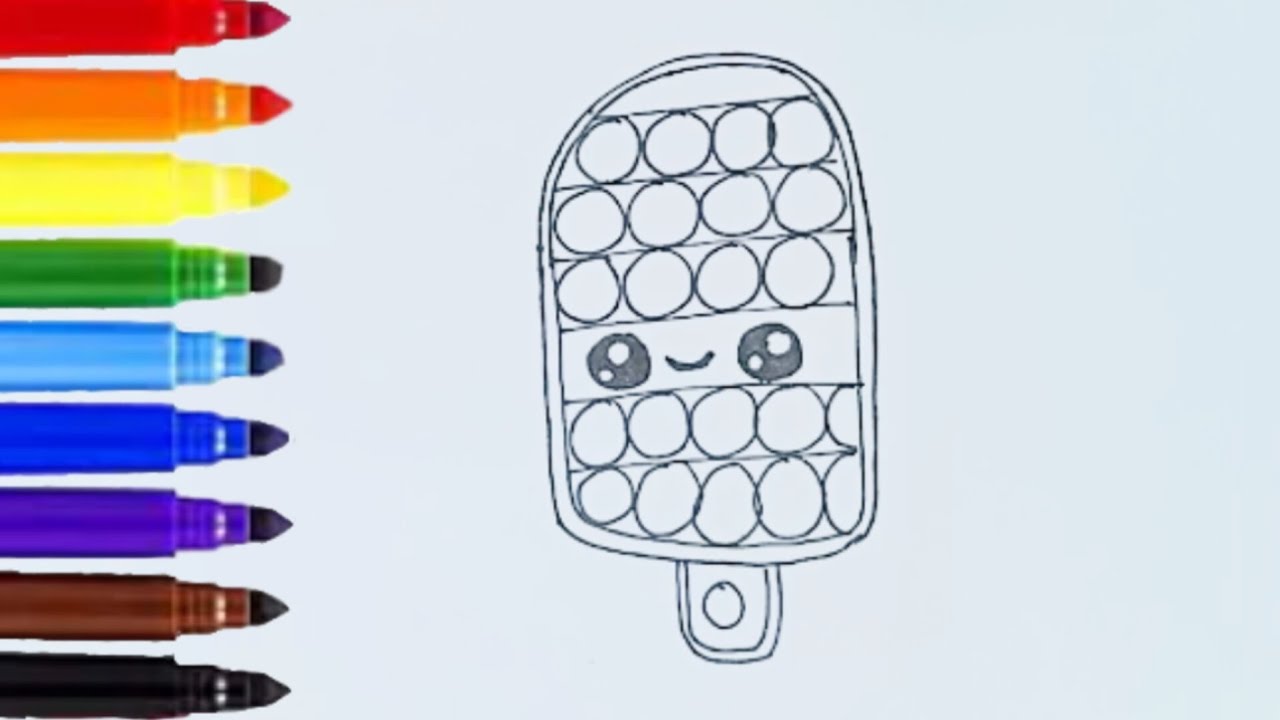 #ice cream popit drawing and colouring for kids and toddlers #easy and ...
