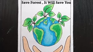 Save Forest Drawing For Kids