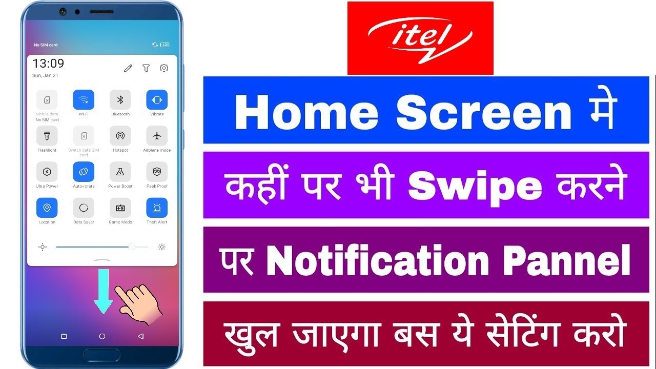 Itel Notification Pannel Ko Home Screen Se Kaise Niche Kare Slide Home ...